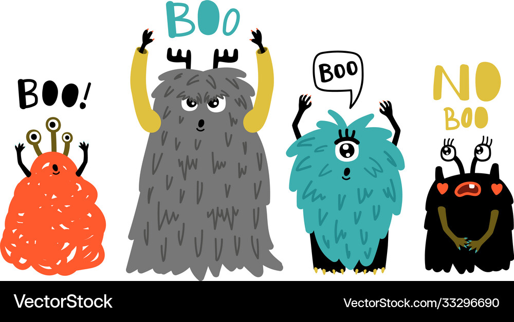 Cartoon cute boo monsters Royalty Free Vector Image