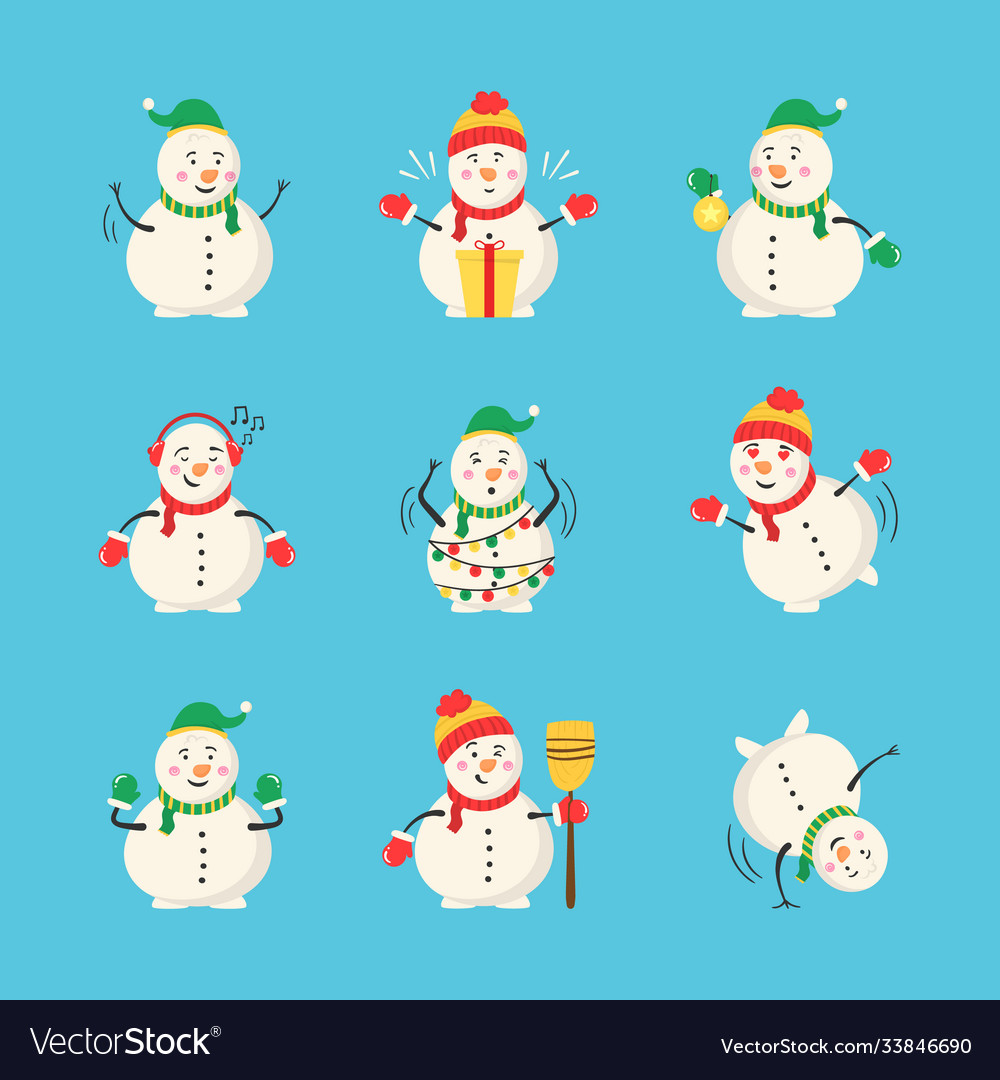 Christmas winter snowman Royalty Free Vector Image