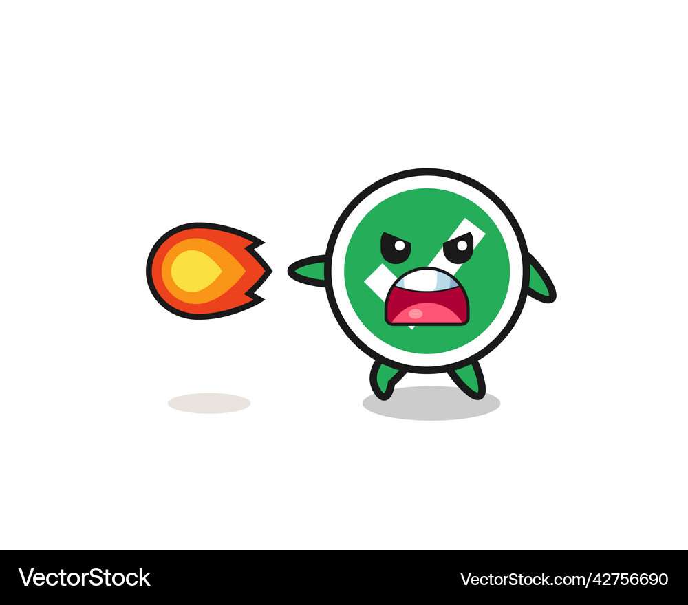 Cute check mark mascot is shooting fire power Vector Image