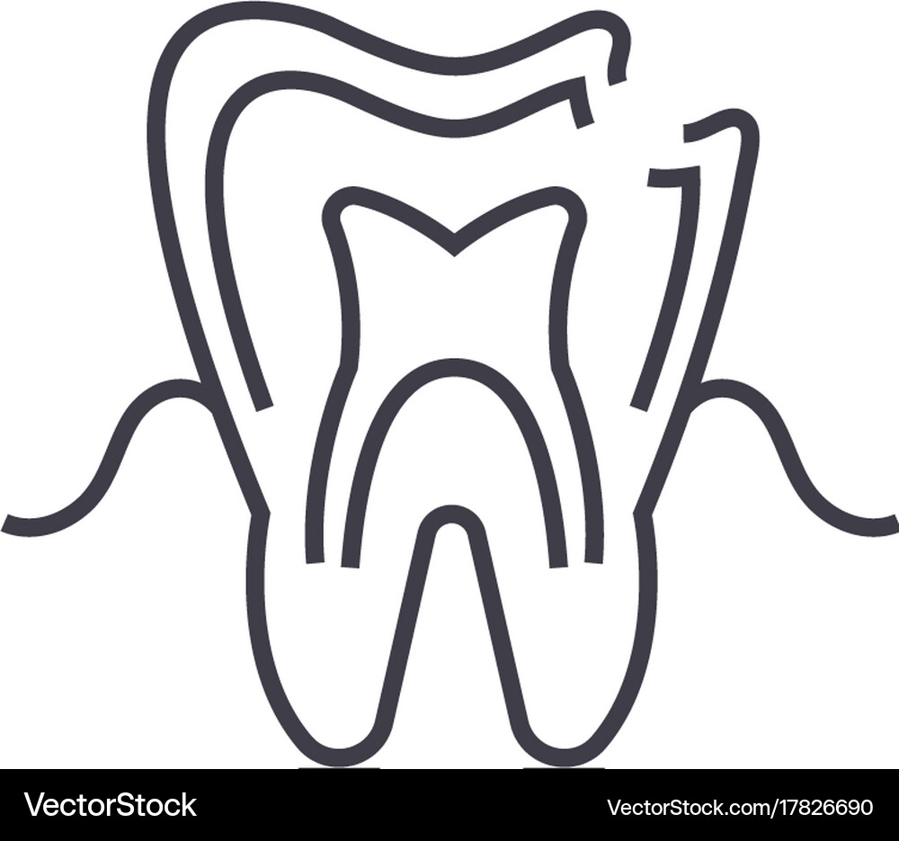 Dental caries line icon sign Royalty Free Vector Image