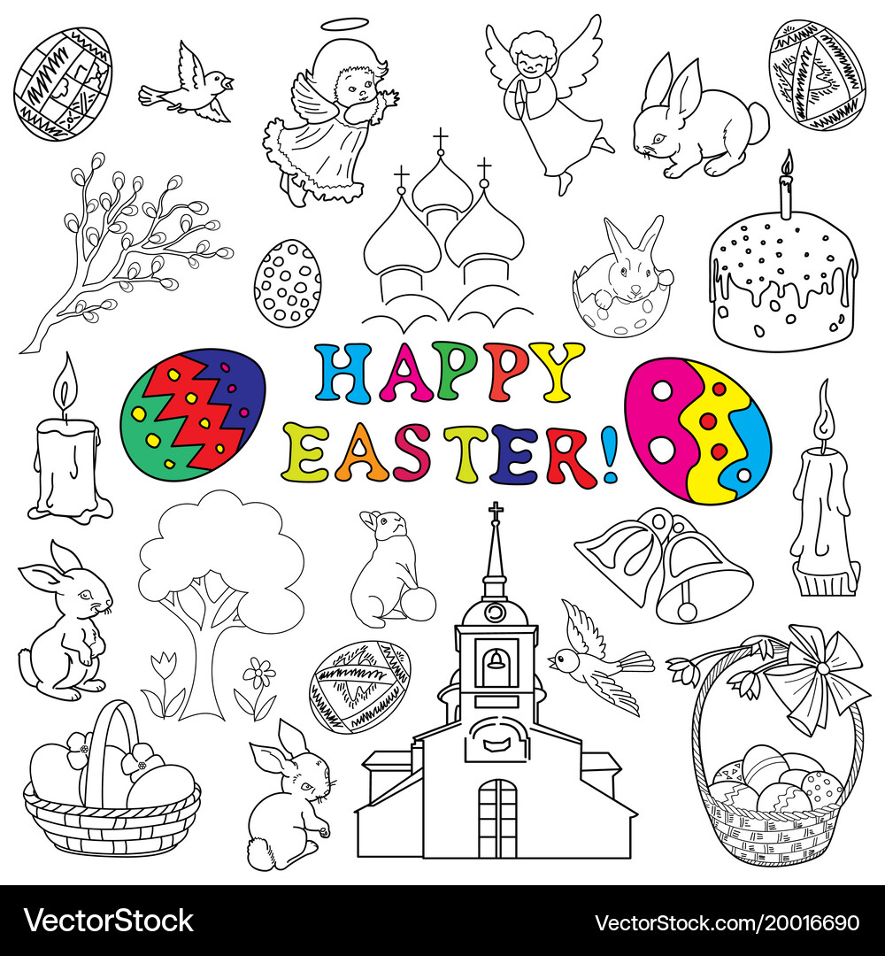 Easter traditional symbols collection Royalty Free Vector