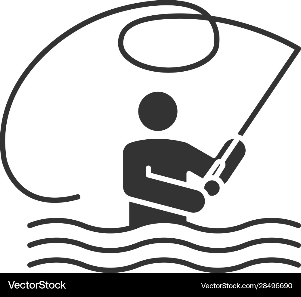 Fly fishing glyph icon Royalty Free Vector Image