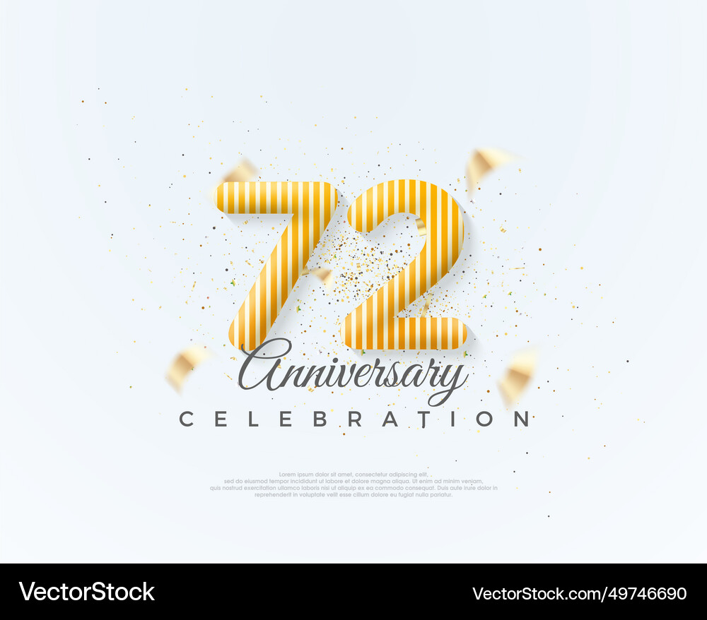 Number 72nd for anniversary celebration Royalty Free Vector