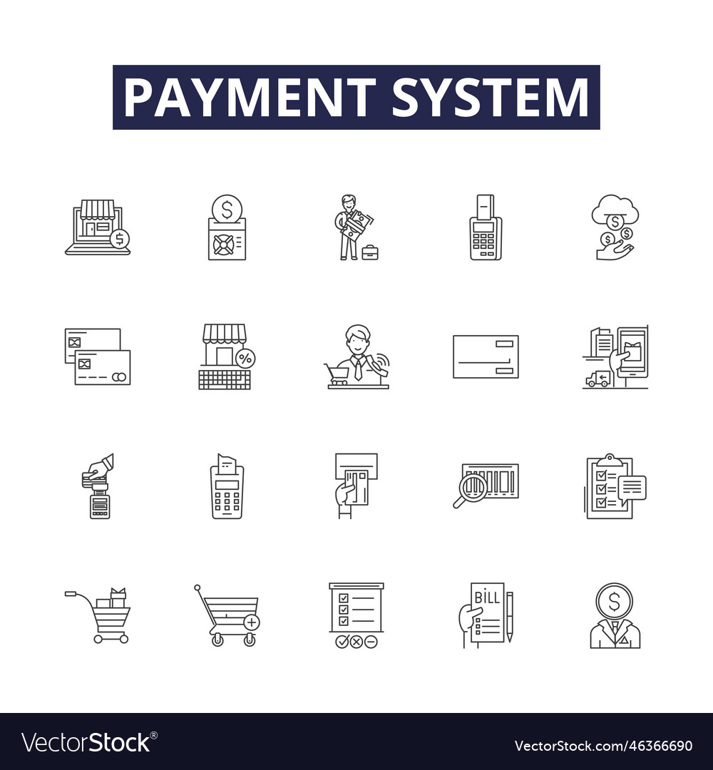Payment system line icons and signs system Vector Image Payment system line icons and signs system Vector Image