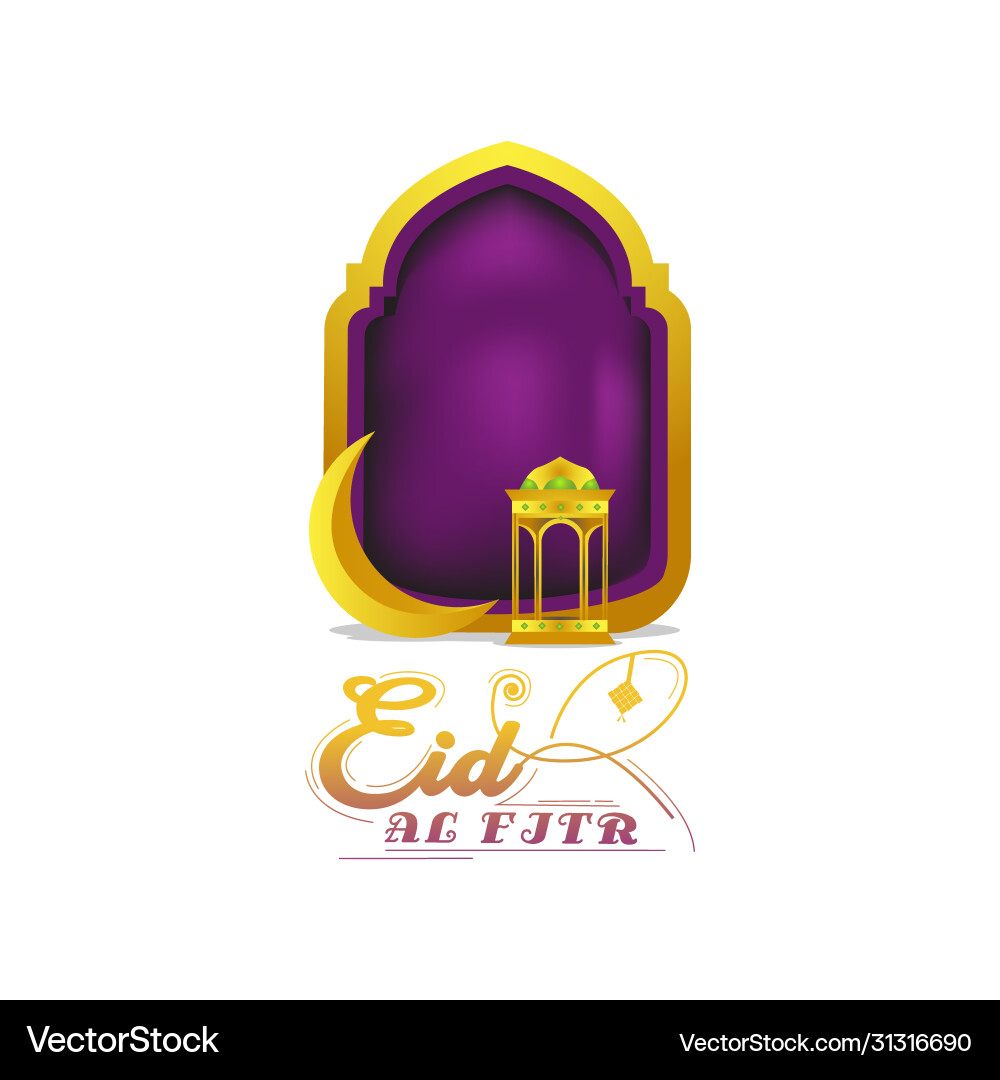 Realistic gold eid al fitr design isolated Vector Image