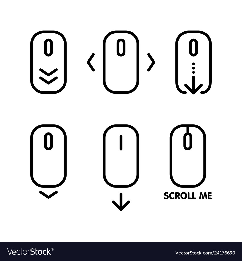 Scroll down and up icon set pointer moves Vector Image