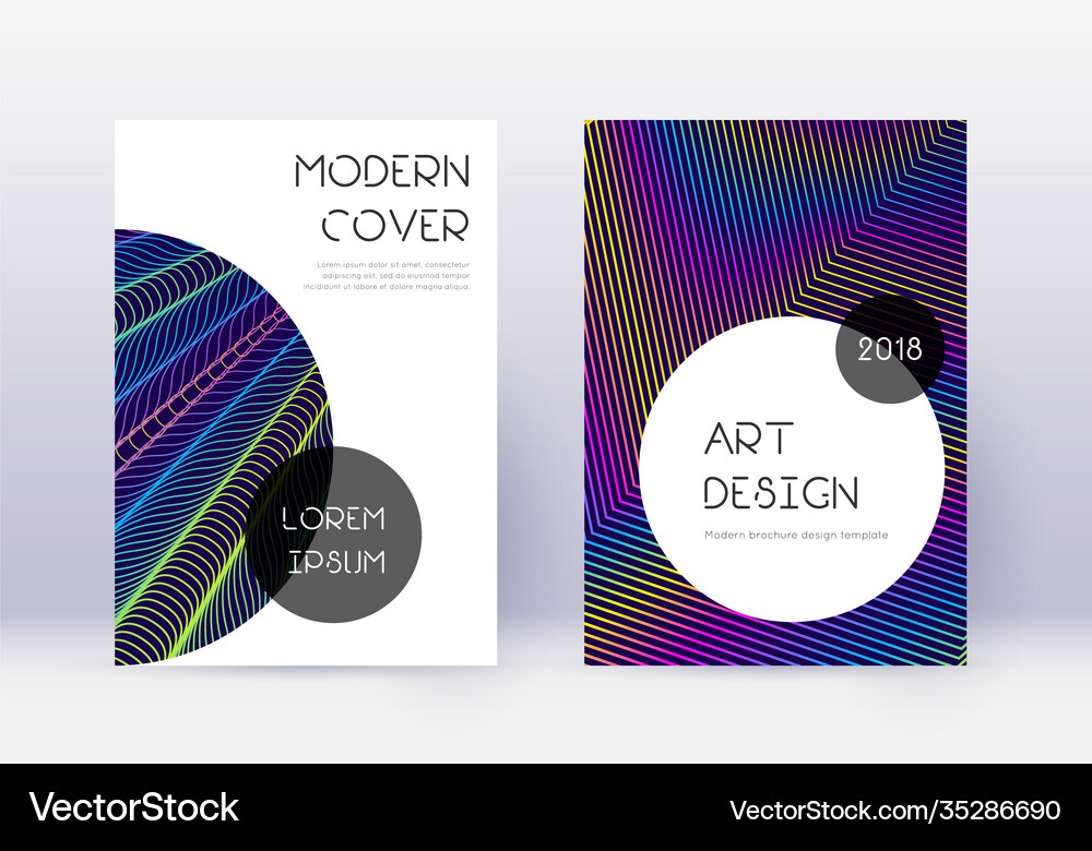 Trendy cover design template set rainbow abstract Vector Image