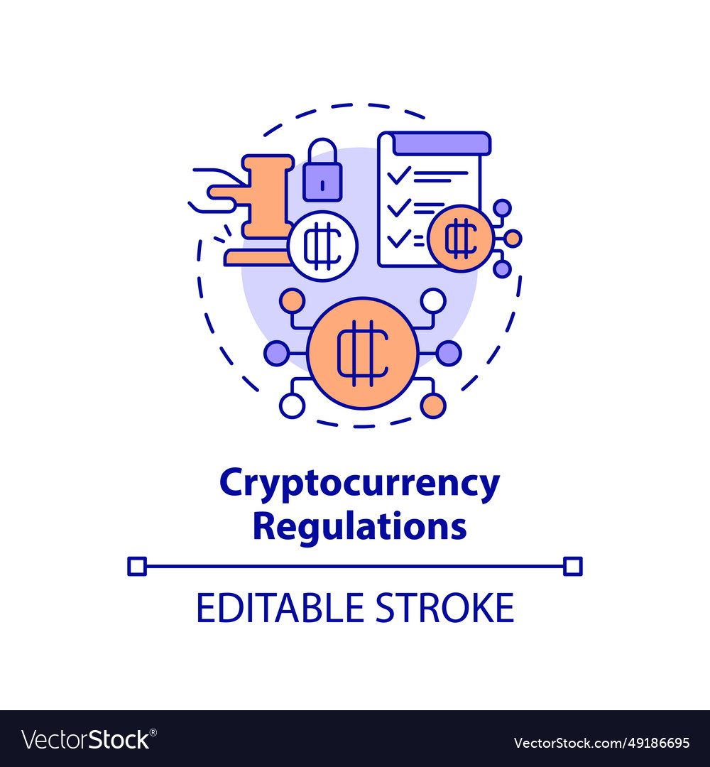 2d Thin Linear Icon Cryptocurrency Regulations Vector Image