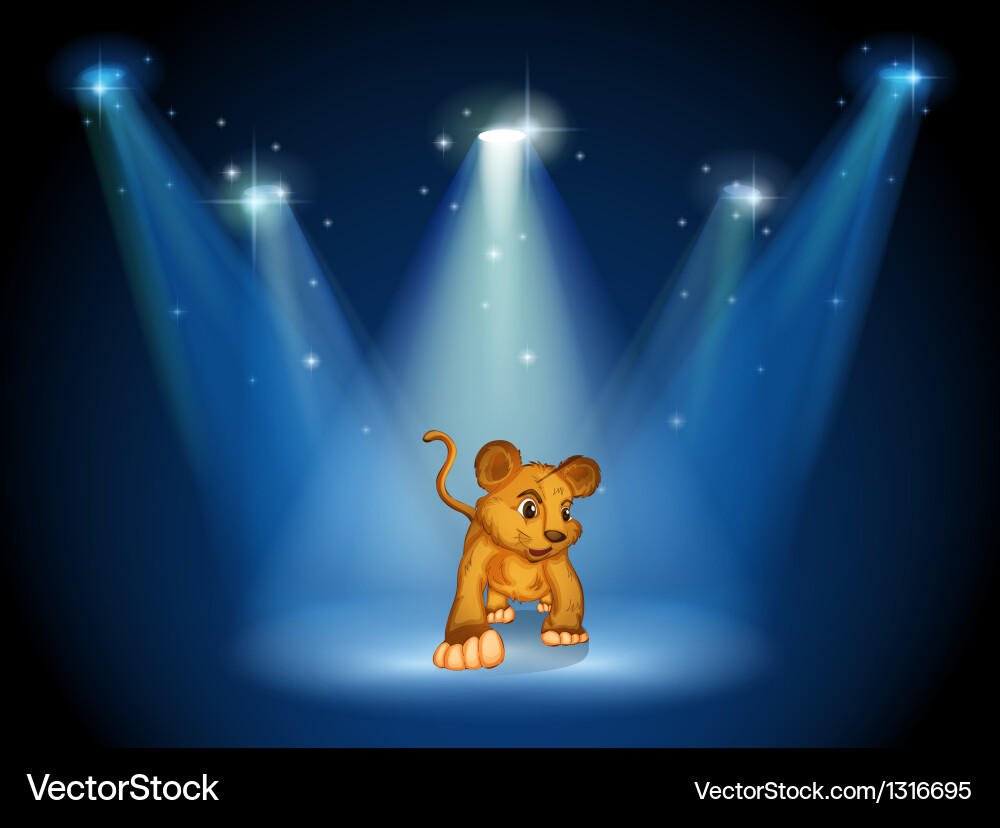 A tiger at the stage with spotlights Royalty Free Vector