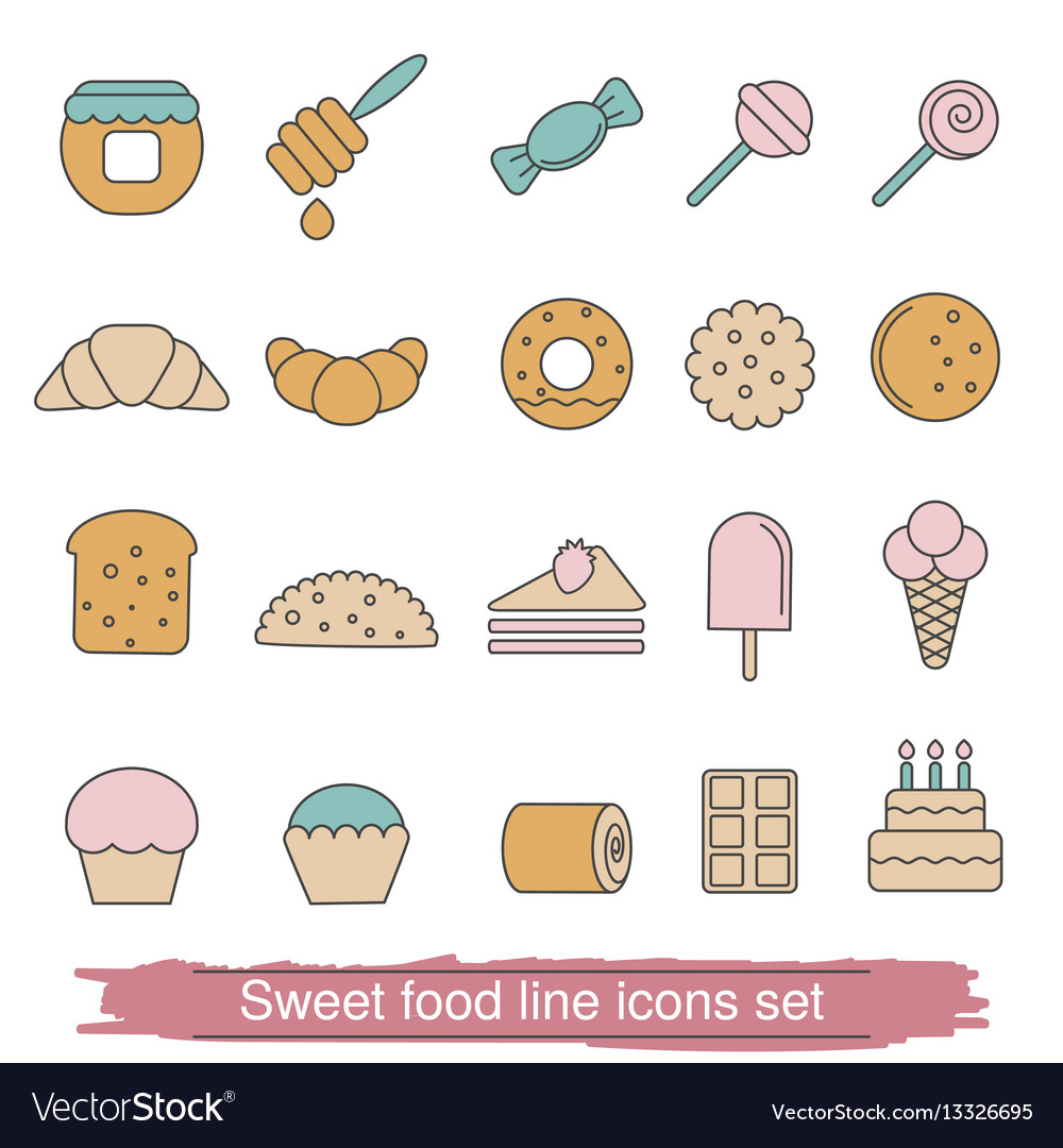 Dessert and sweet icon set Royalty Free Vector Image