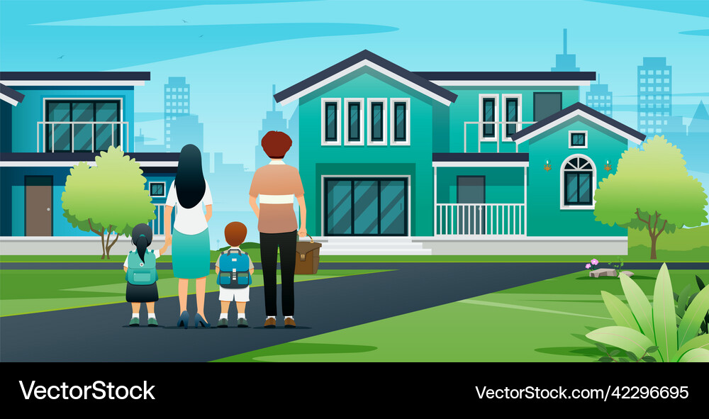 Familys dream home Royalty Free Vector Image - VectorStock