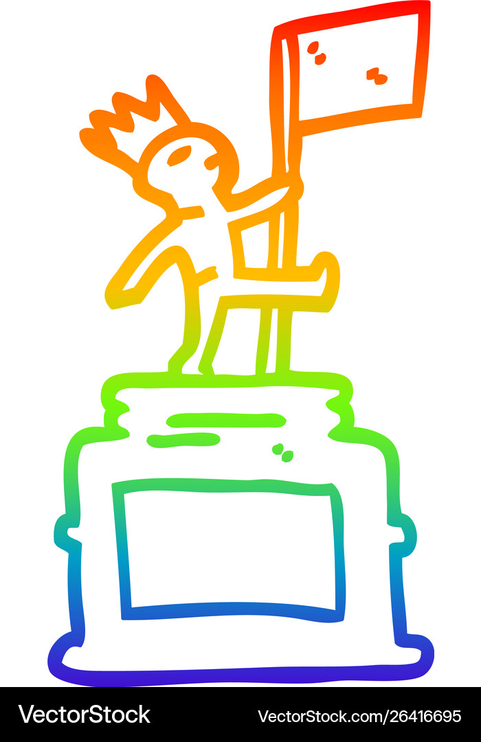 Rainbow gradient line drawing cartoon monument Vector Image