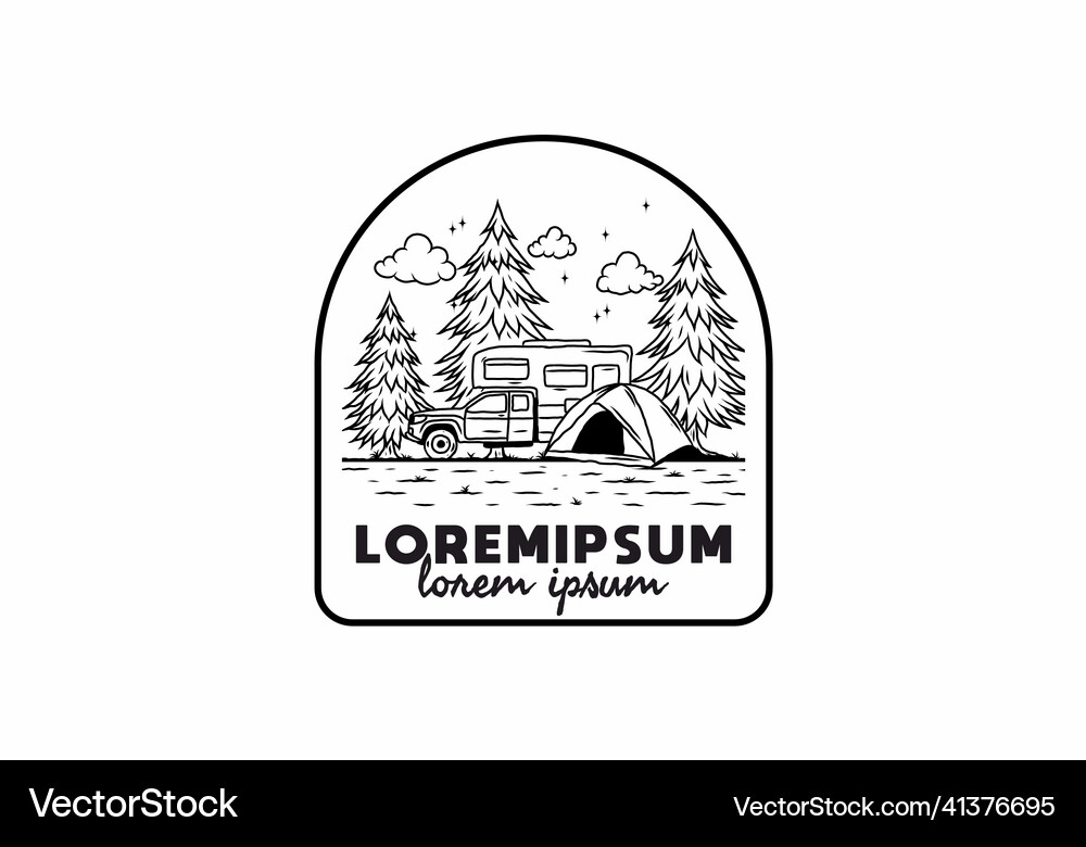 Rv van camping in nature Royalty Free Vector Image