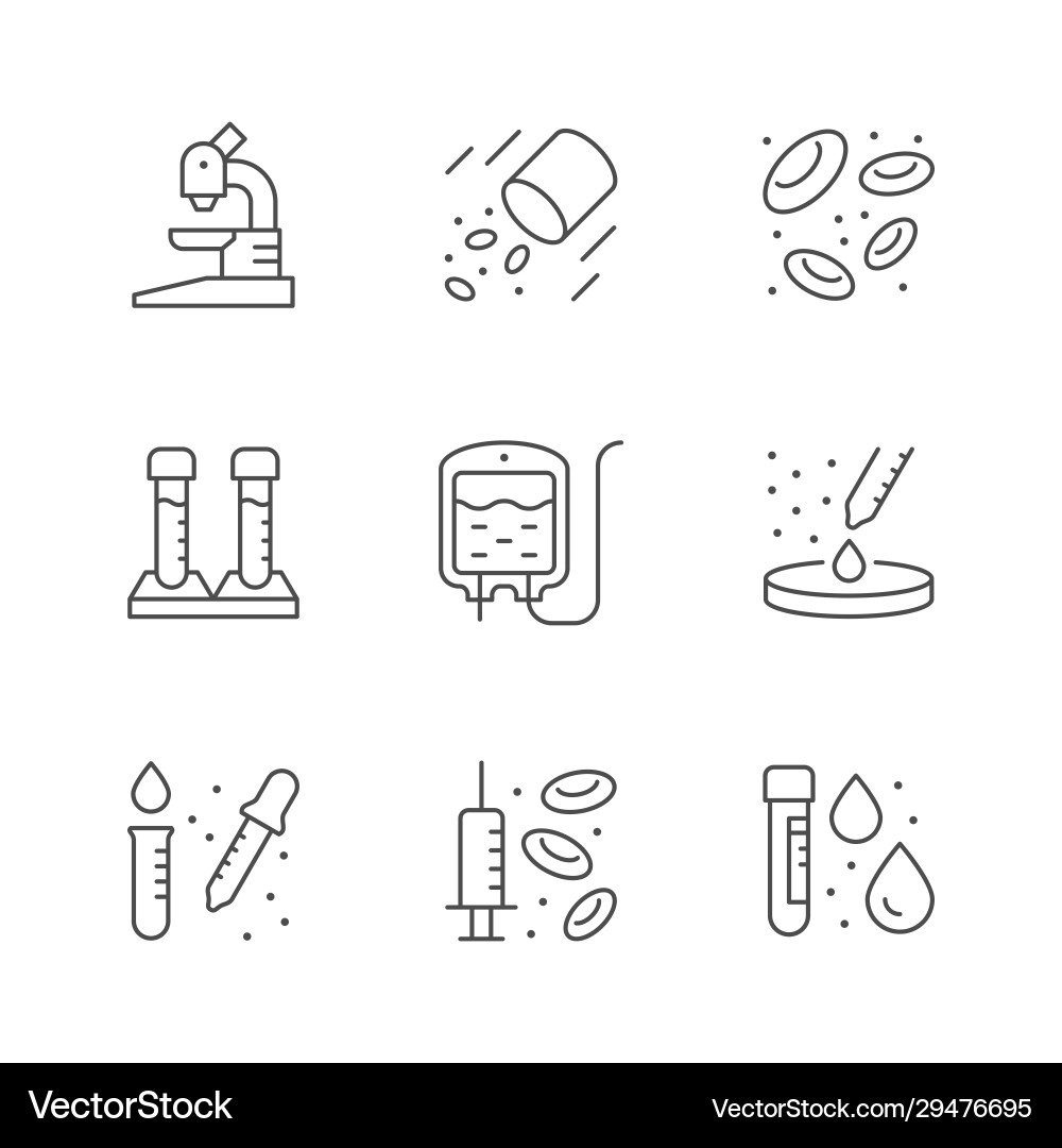 Set line icons hematology Royalty Free Vector Image