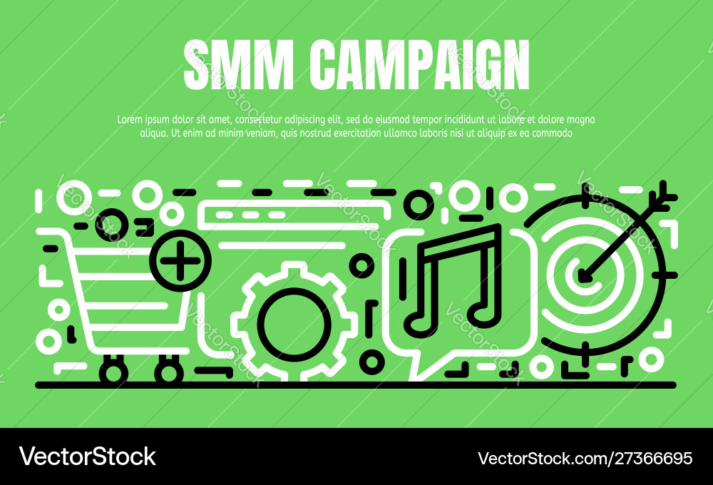 Smm campaign banner outline style Royalty Free Vector Image