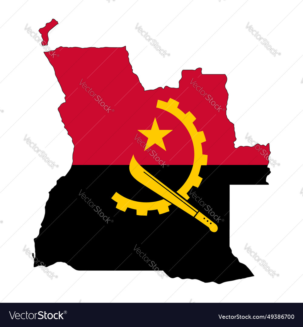 Angola map silhouette with flag isolated on white Vector Image