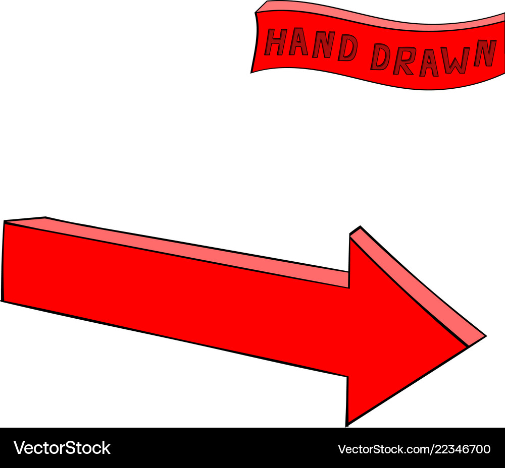 Arrow red next sign hand drawn sketch Royalty Free Vector