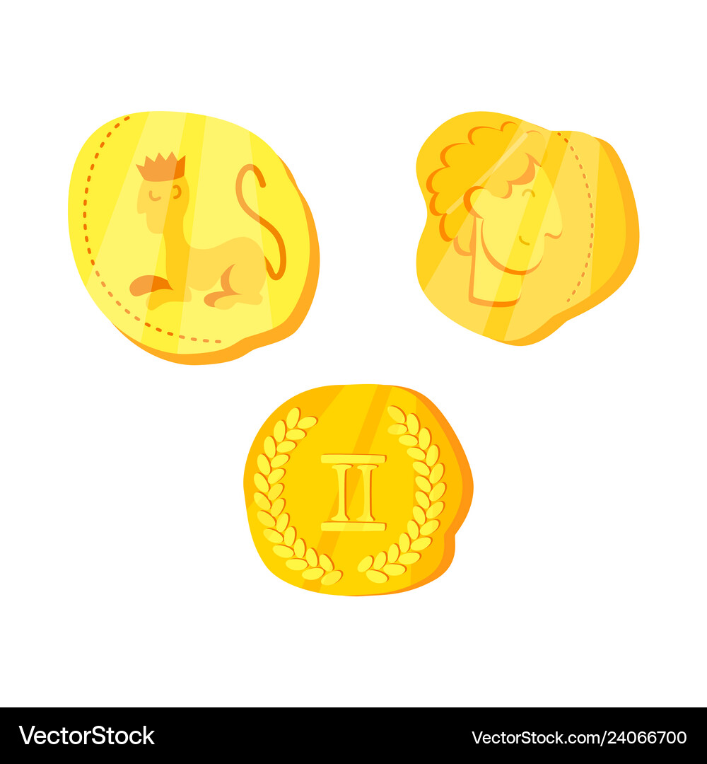 Coins and antique logo set Royalty Free Vector Image
