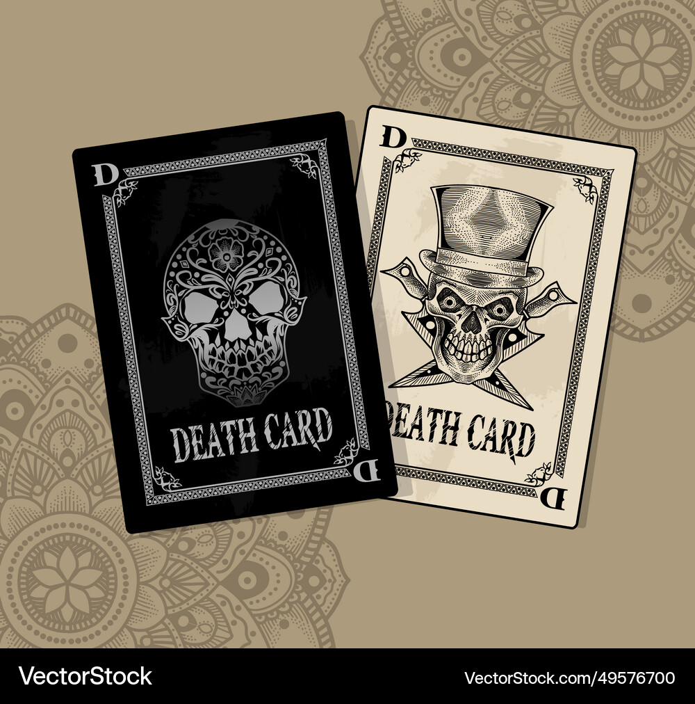Death card skull on mandala background Royalty Free Vector