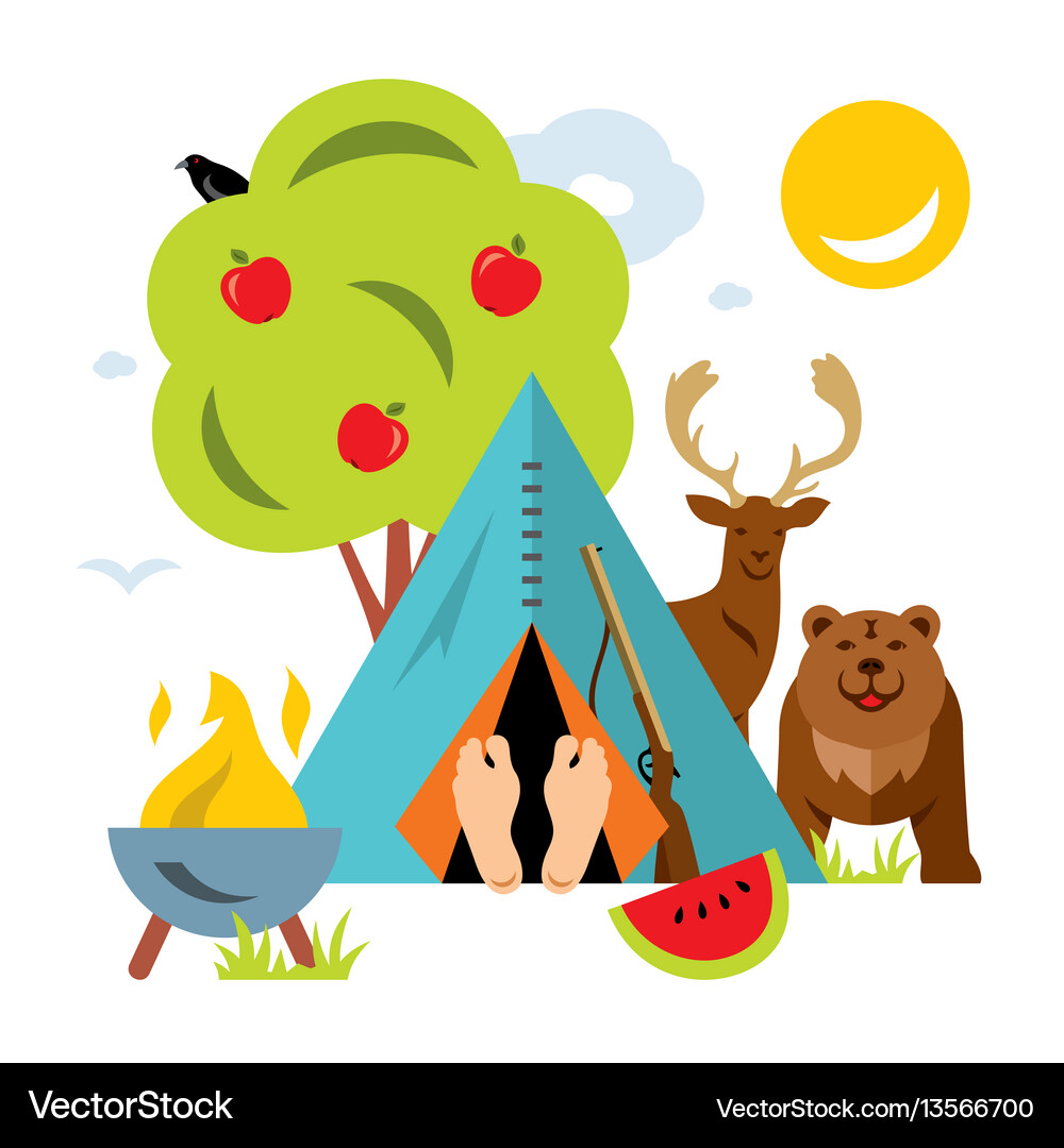 Hunting concept flat style colorful Royalty Free Vector