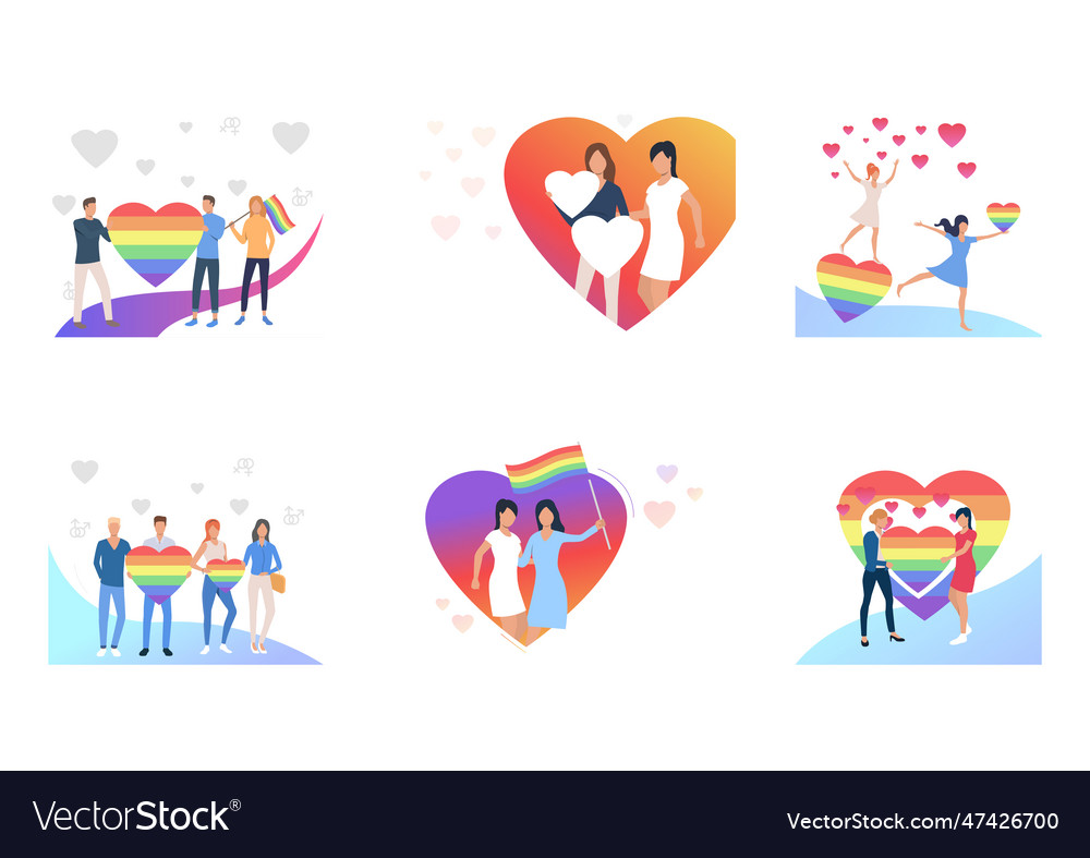 Lgbt relationship set Royalty Free Vector Image