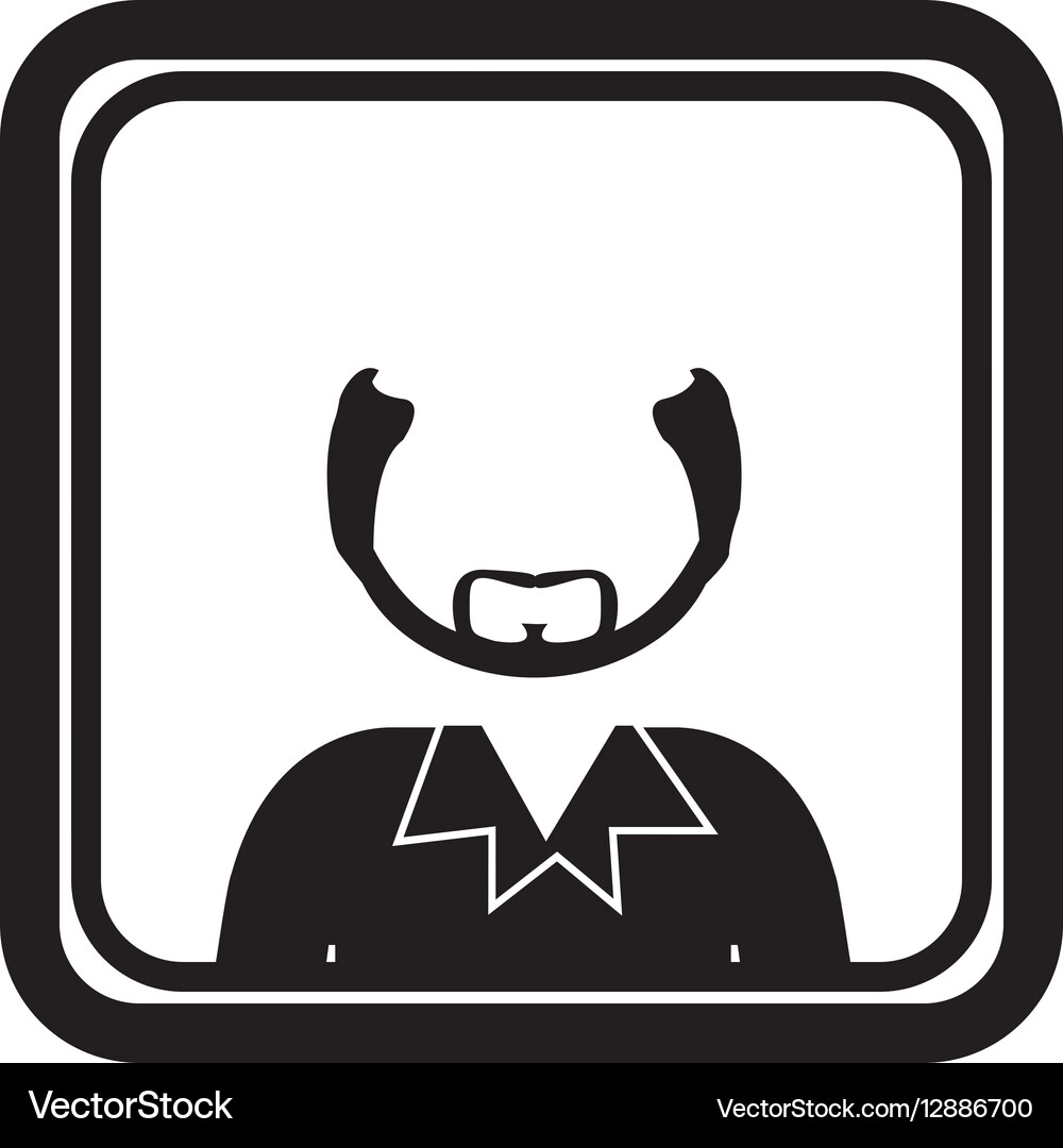 Monochrome square with half body bald man Vector Image