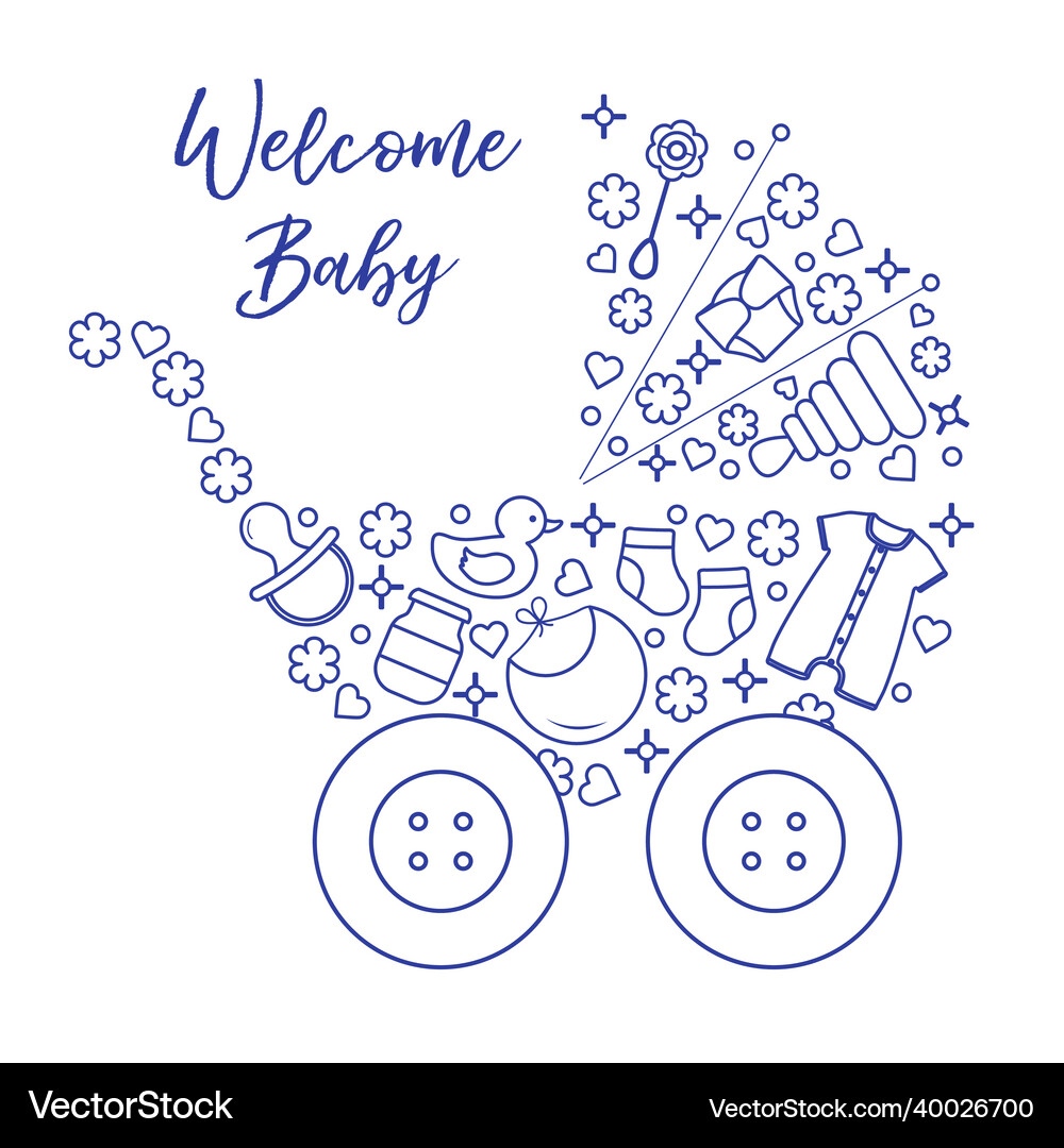 Newborn baby baby stroller Royalty Free Vector Image