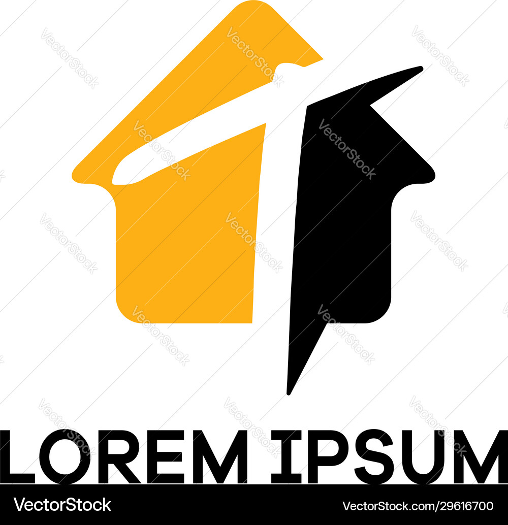 T letter logo design in house shape Royalty Free Vector