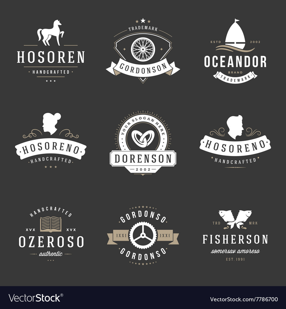 Vintage logos design templates set Royalty Free Vector Image Vintage logos design templates set Royalty Free Vector Image