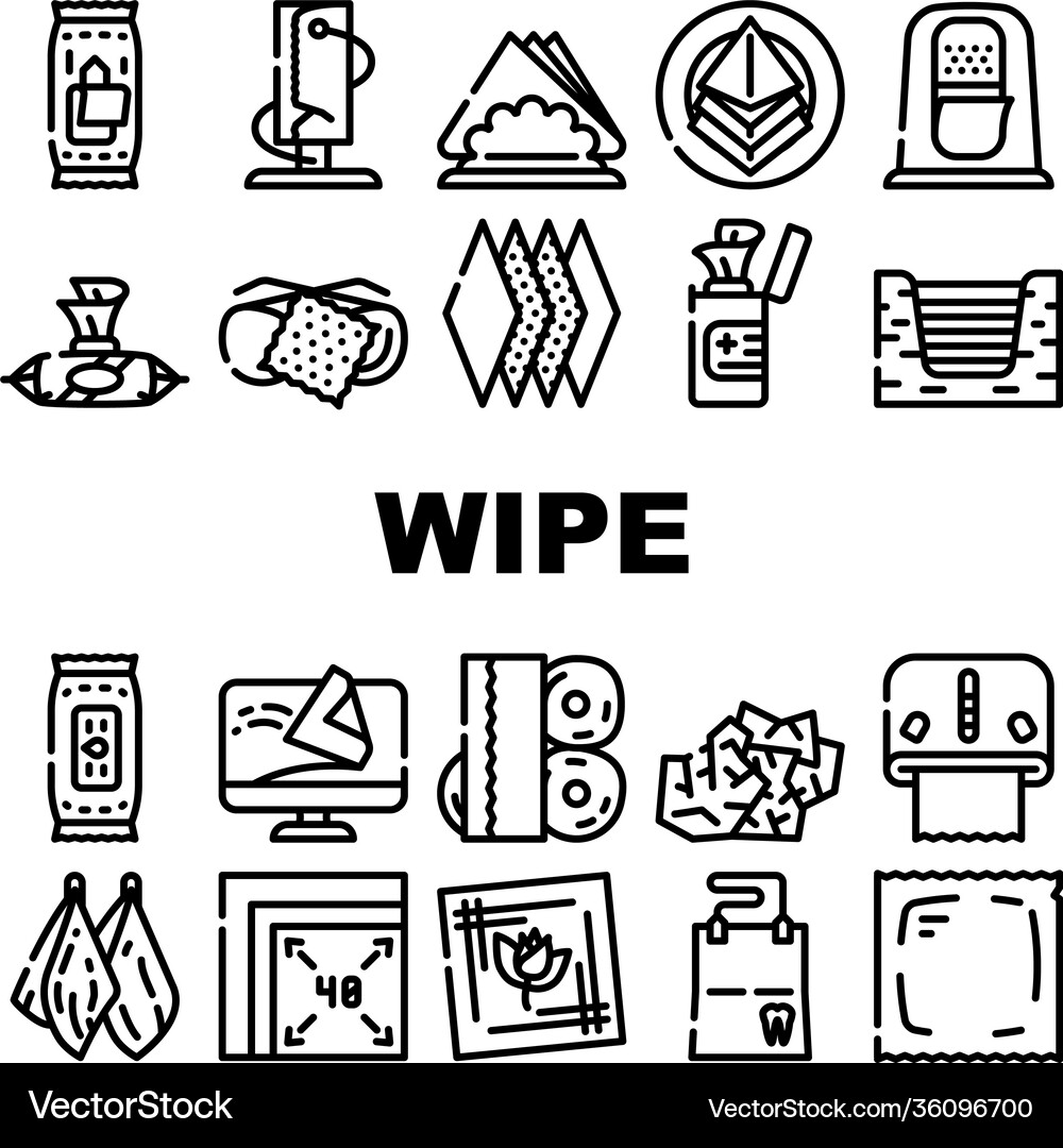 Wipe hygiene accessory collection icons set Vector Image