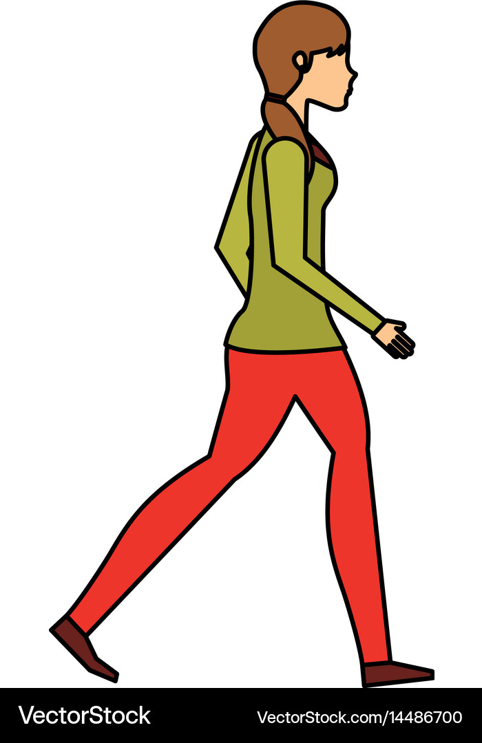 Young woman walking character Royalty Free Vector Image
