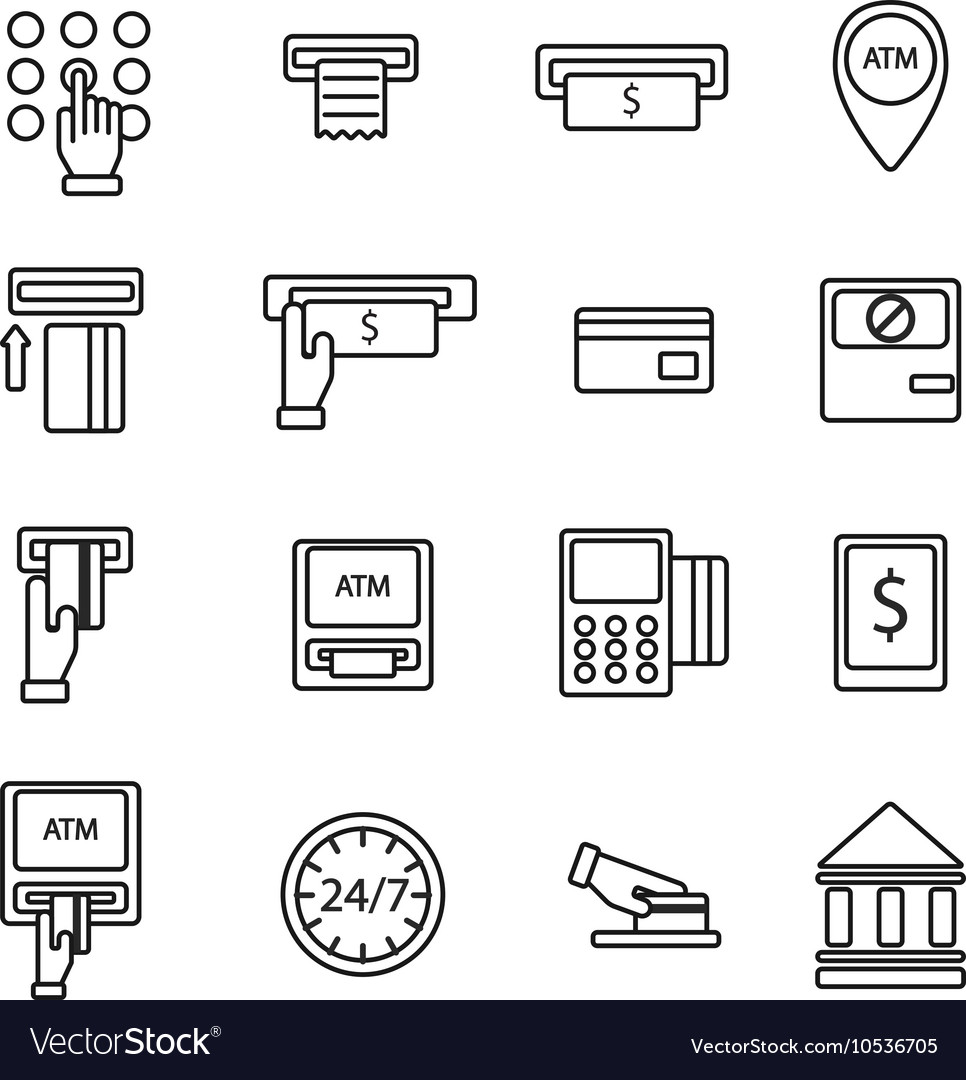 Atm icons set Royalty Free Vector Image - VectorStock