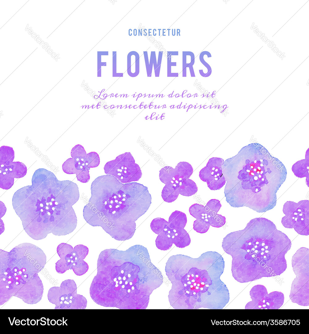 Background with flowers watercolor violets Vector Image