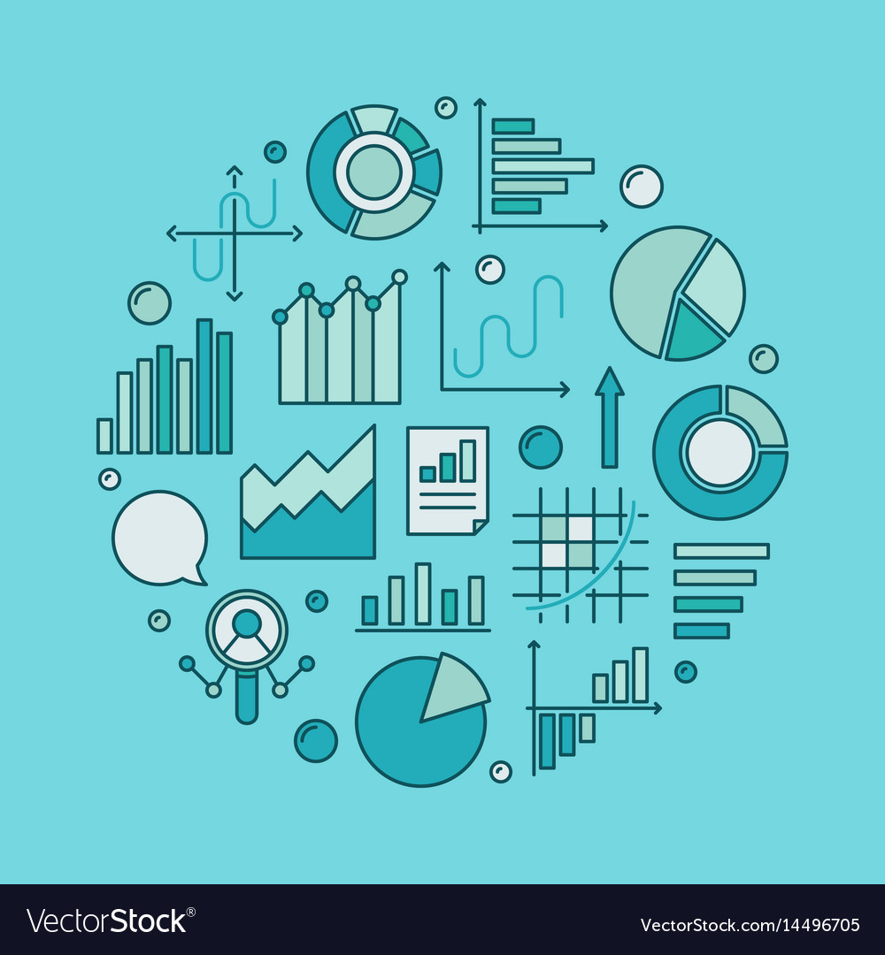 Blue data analytics circular Royalty Free Vector Image