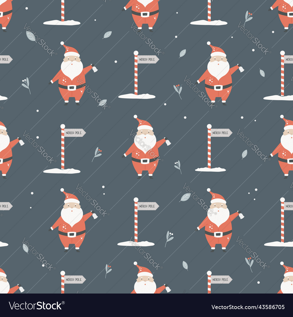 Christmas seamless pattern with cute santas Vector Image