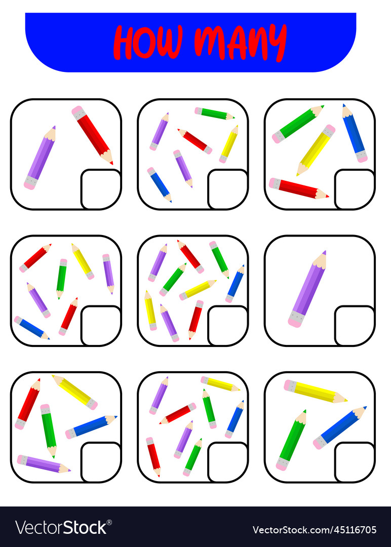 Count how many pencils write down the answer Vector Image