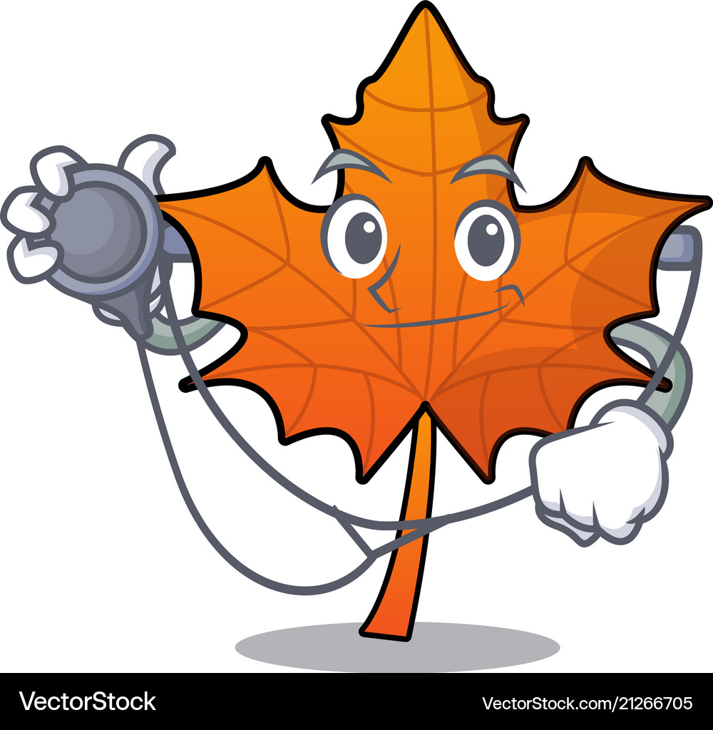 Doctor red maple leaf character cartoon Royalty Free Vector