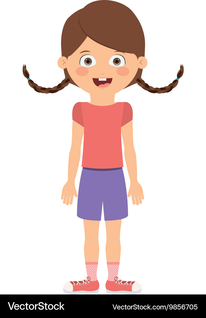 Girl standing in front isolated icon design Vector Image