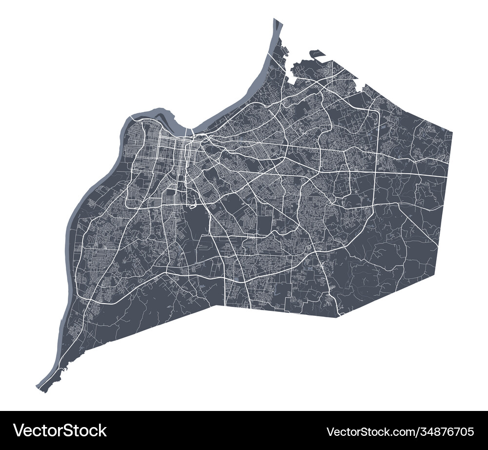 Memphis map detailed city poster Royalty Free Vector Image