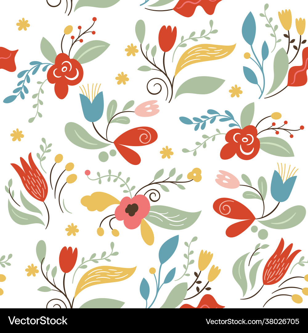 Seamless floral pattern colorful flowers Vector Image