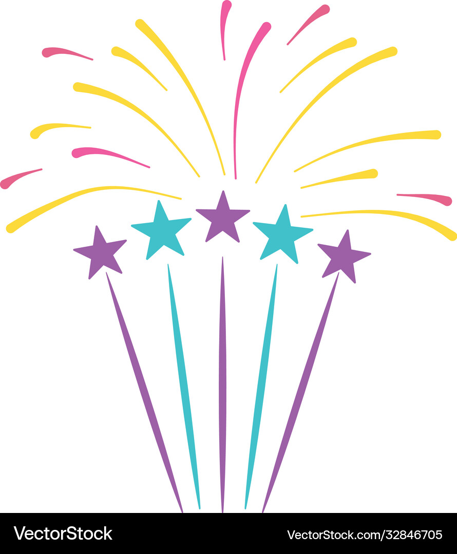 Stars and firework burst flat style Royalty Free Vector