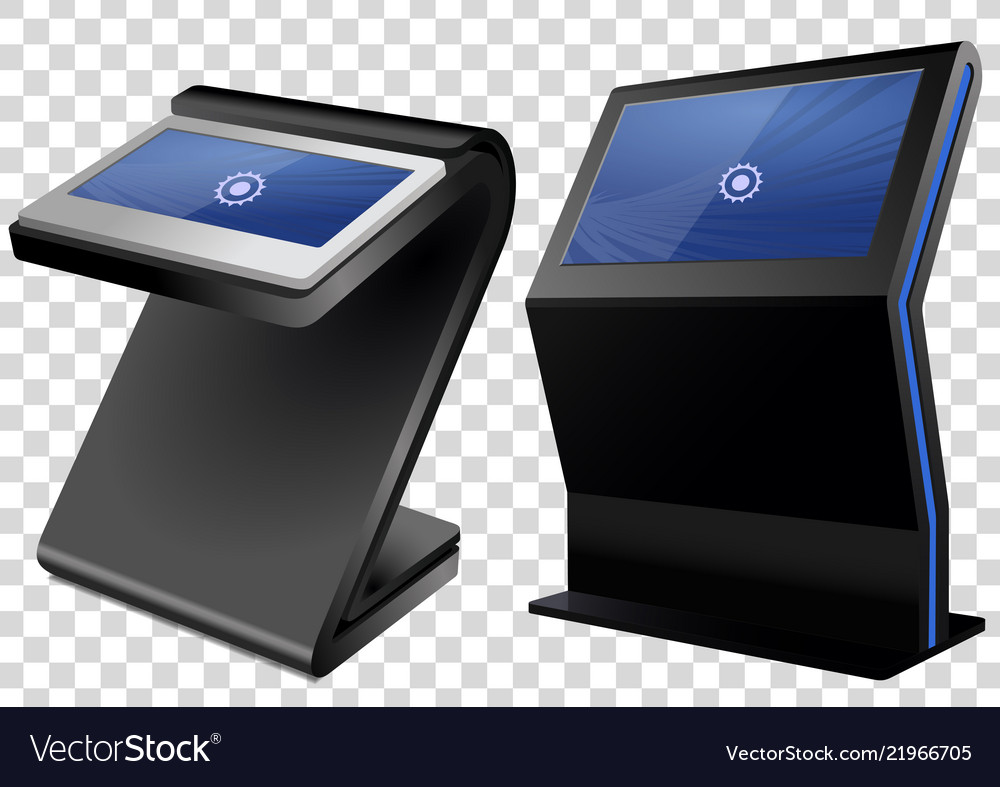 Two promotional interactive information kiosk Vector Image