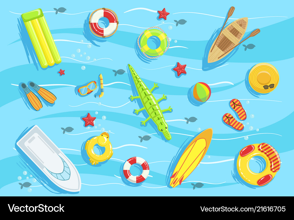 Water toys and other objects from above Royalty Free Vector