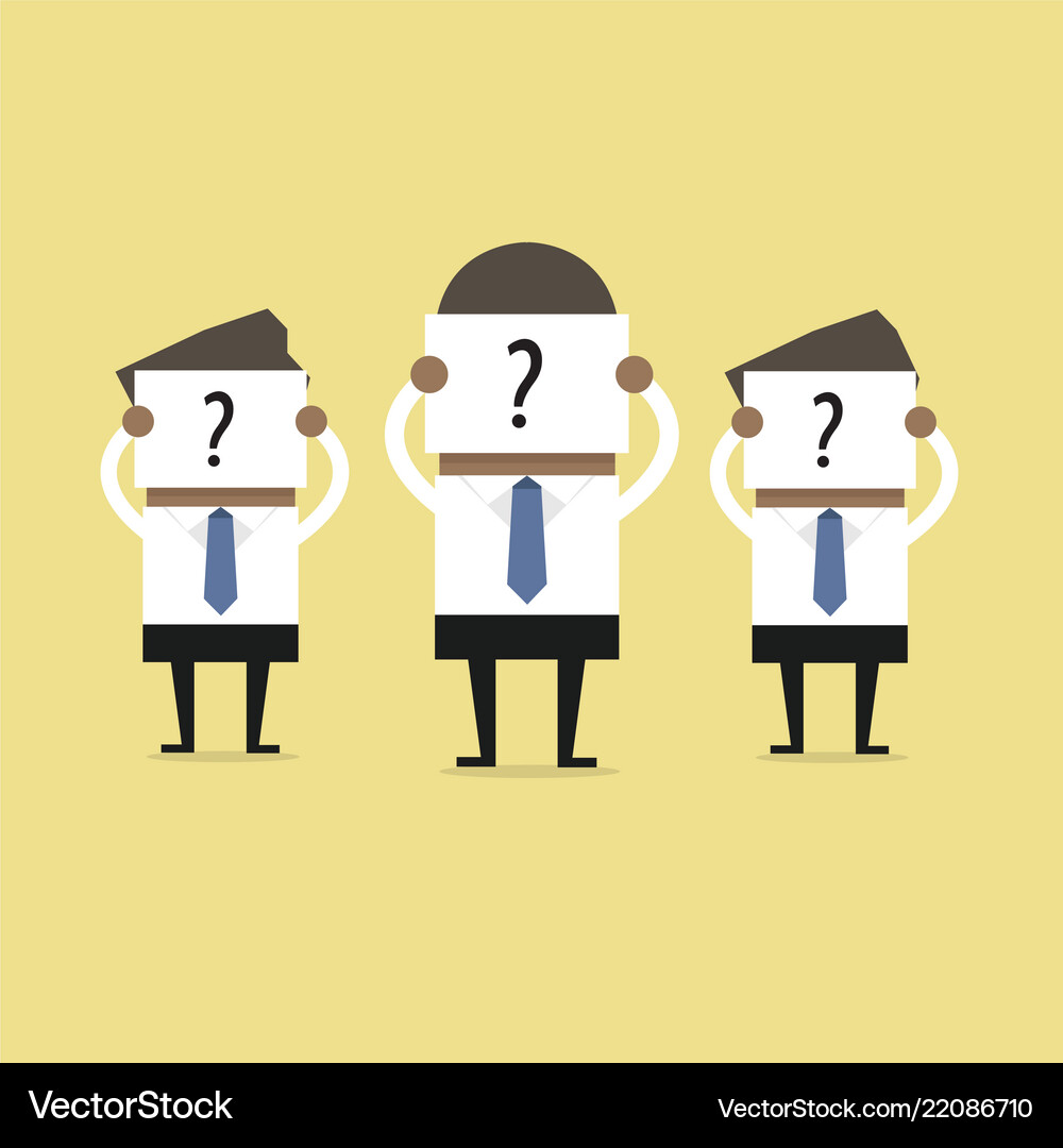 Businessman hold signs with question marks Vector Image
