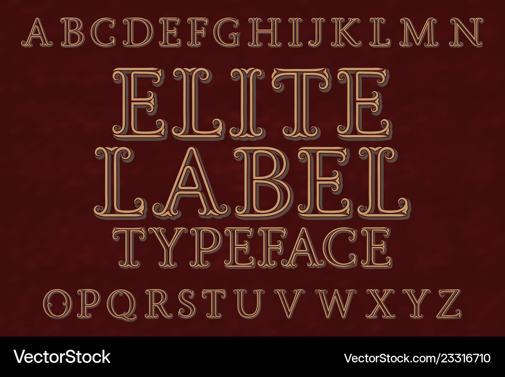 Elite label typeface isolated english alphabet Vector Image