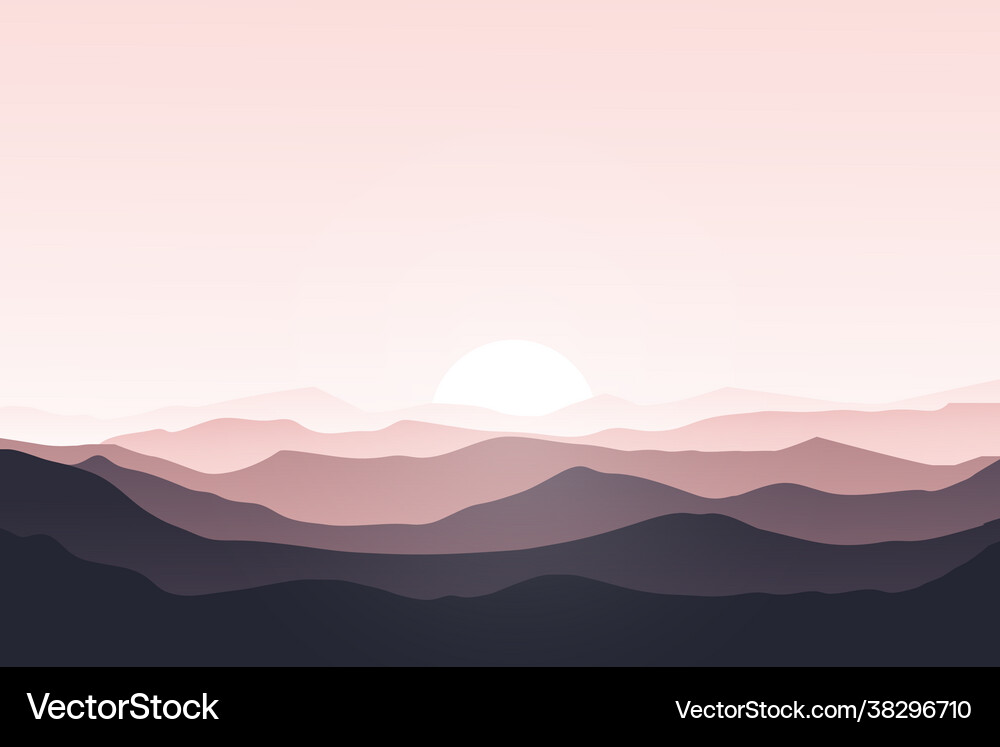 Flat landscape beautiful sun in morning Royalty Free Vector