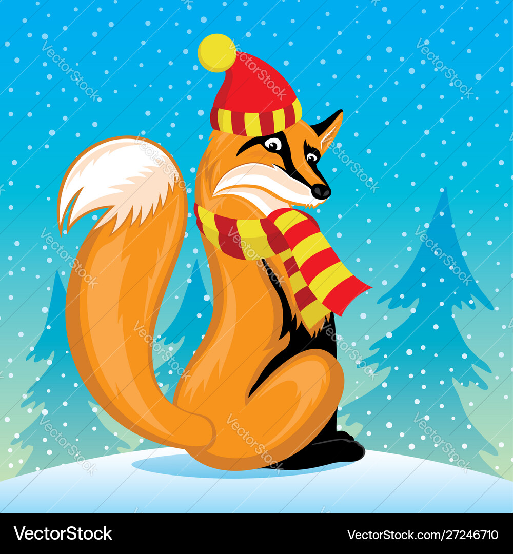 Fox with a scarf Royalty Free Vector Image - VectorStock