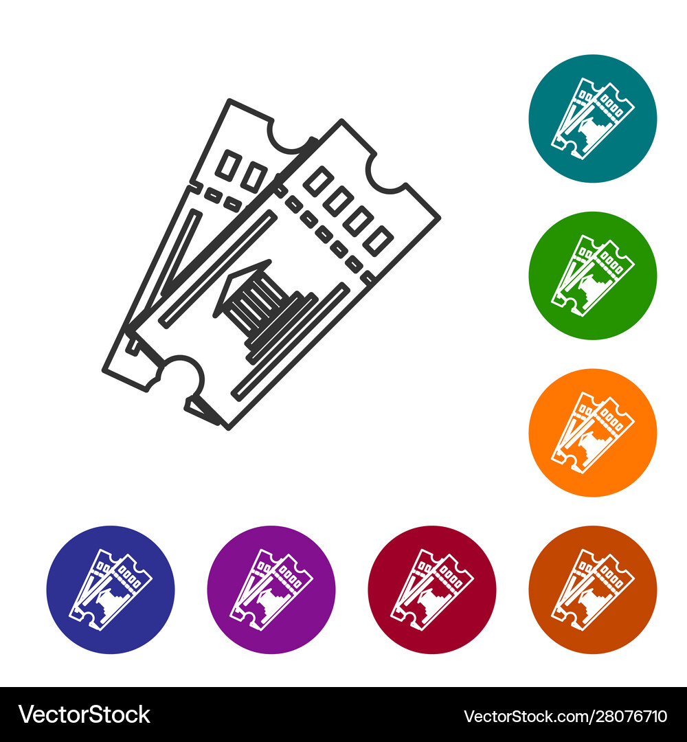 Grey line museum ticket icon isolated on white Vector Image