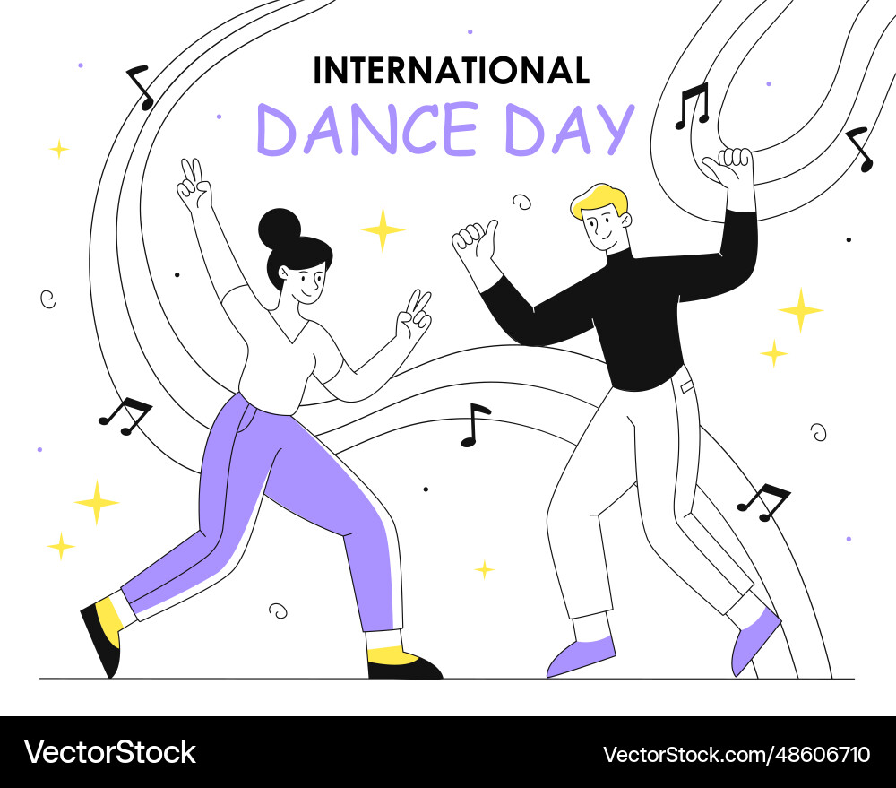 International dance day line poster Royalty Free Vector