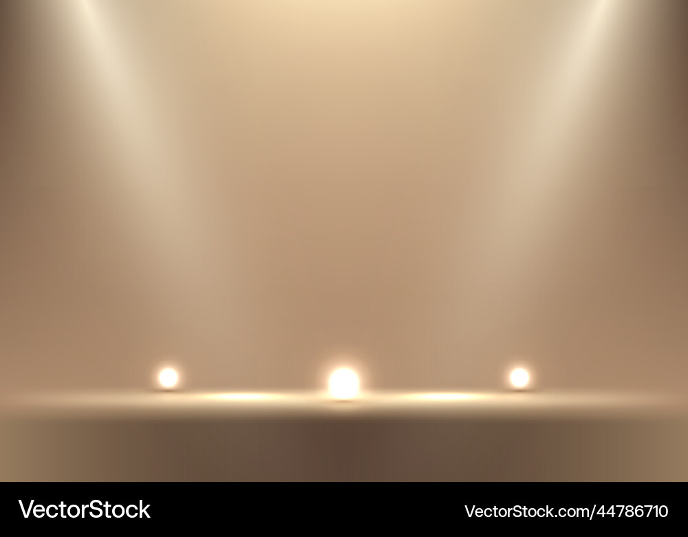 Modern luxury golden studio room with glowing Vector Image